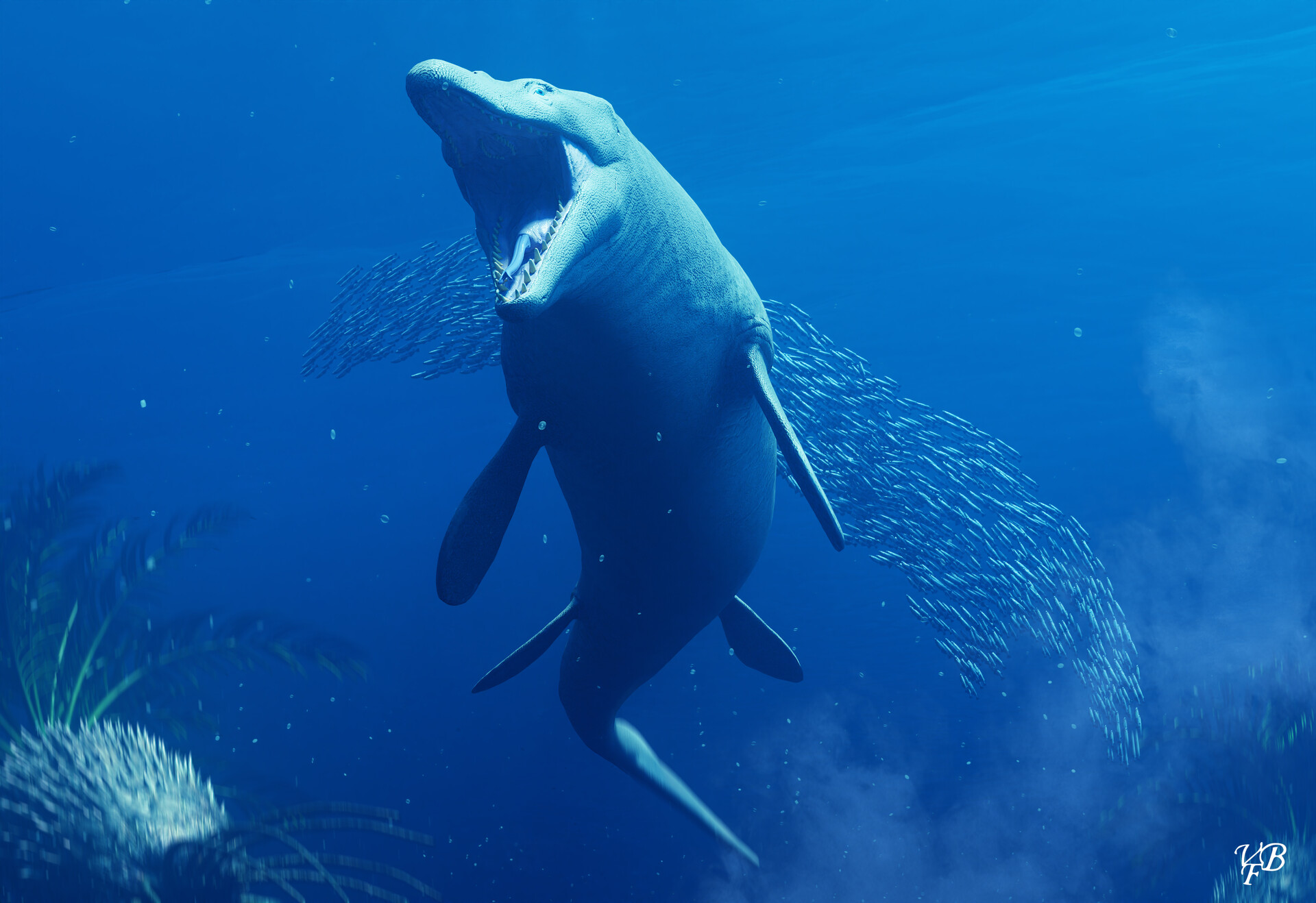 ArtStation - "Mosasaurus and the Bennettitales"