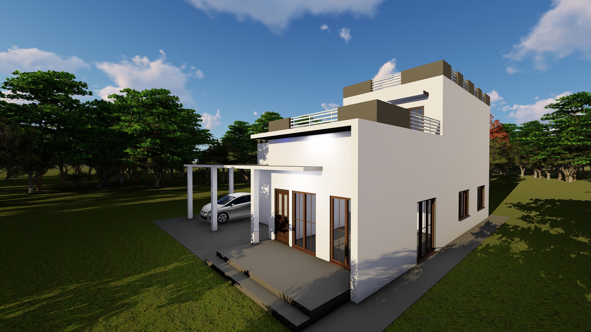 ArtStation - 2021RE021 Box Type Single Storey House Design