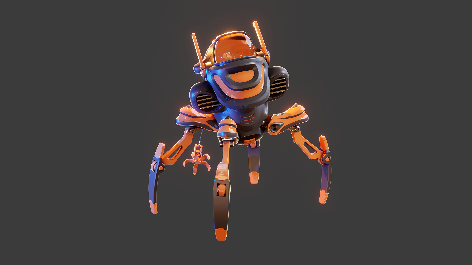 Phong Ly - Finish to rig the spider robot in Blender