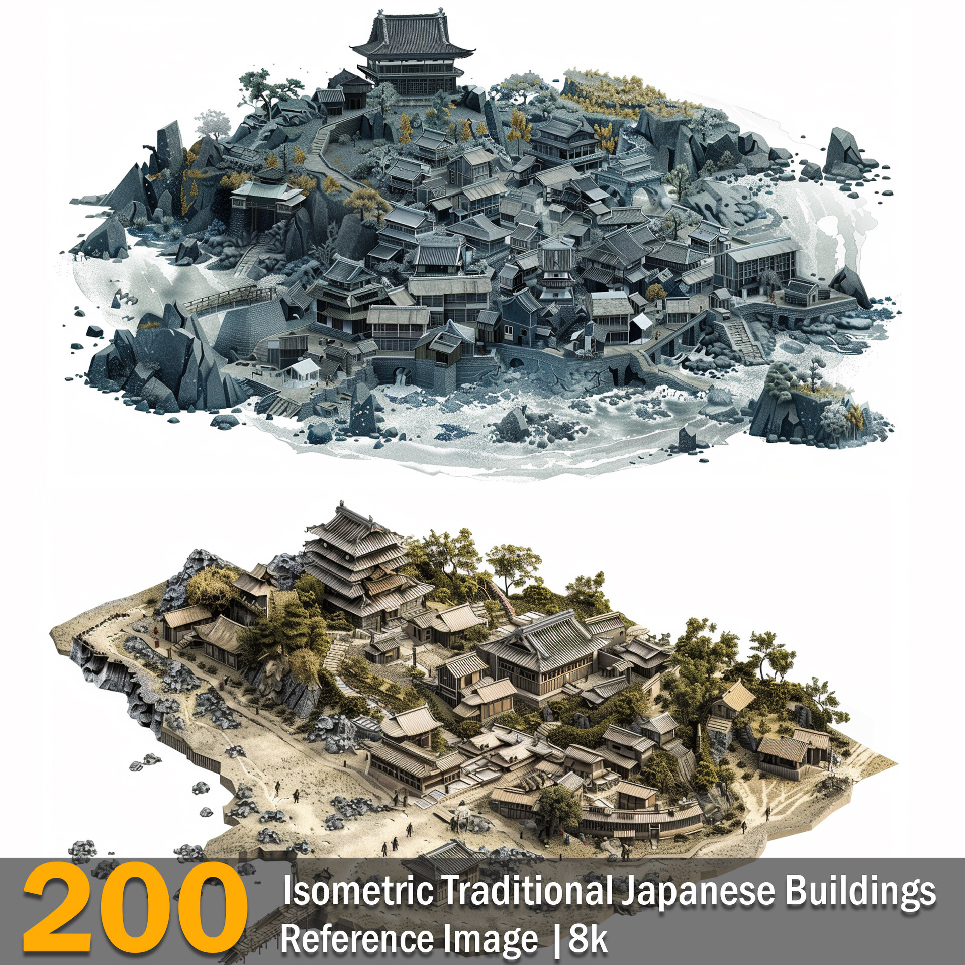ArtStation - Isometric Traditional Japanese Buildings | Reference ...