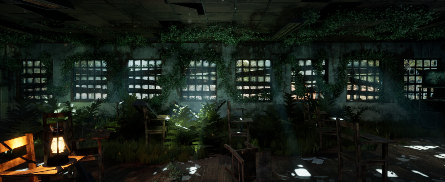 ArtStation - Silent Study: Abandoned Classroom Overtaken by Nature | 3D ...