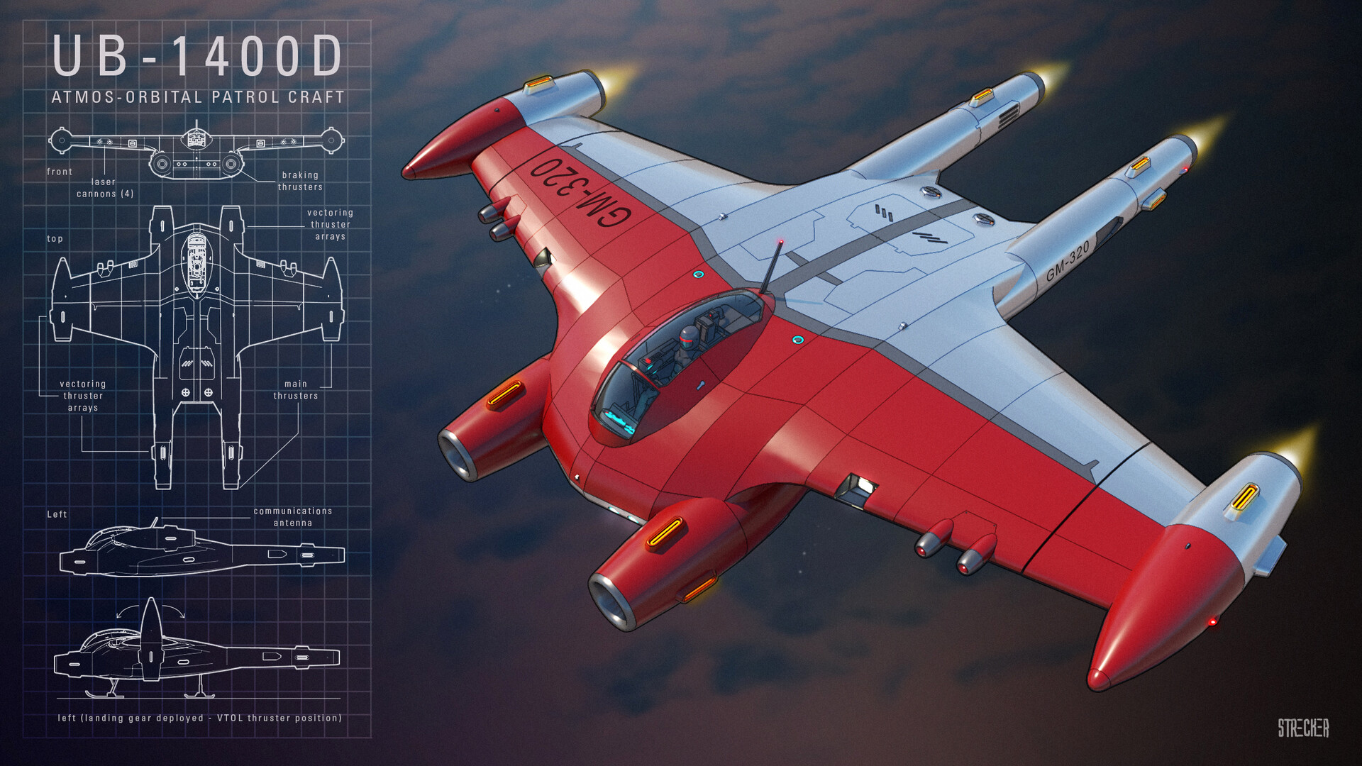 Darren Strecker - Retro-Futuristic WWII Military Vessels