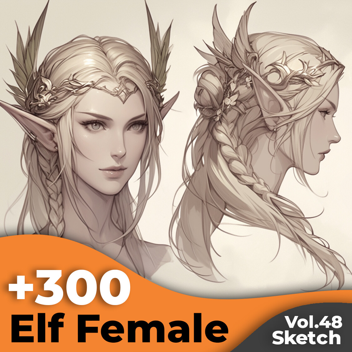 ArtStation - +300 Elf Female Sketch Reference(4k)