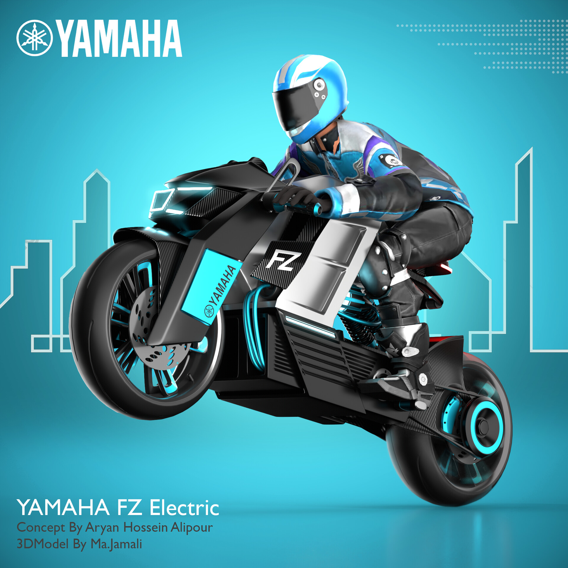 ArtStation - Yamaha FZ Electric | 3D Modeling & Rendering