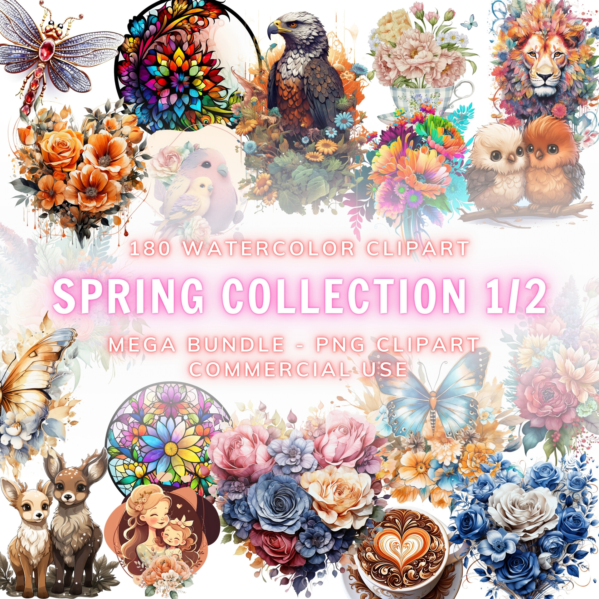ArtStation - Watercolor Spring Clipart, Spring Floral Clipart ...