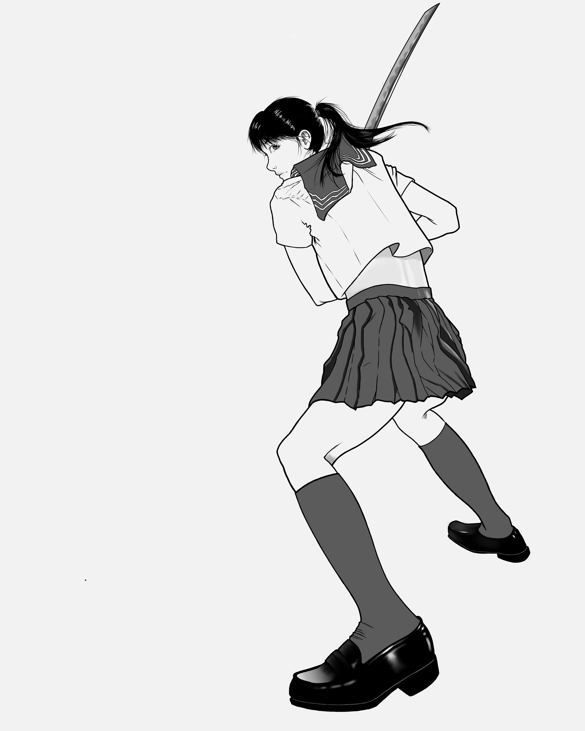 Multiversal Drawings - Katana schoolgirl