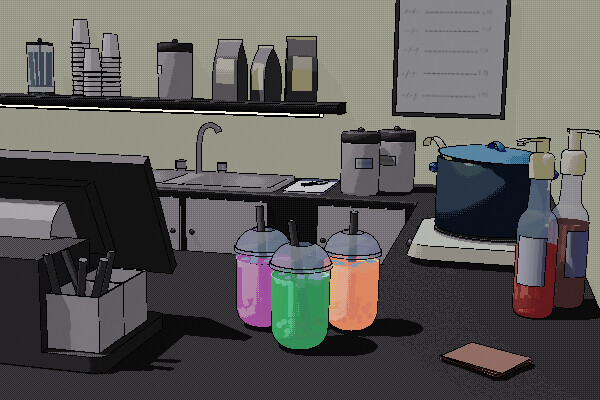 ArtStation - Little coffee/boba bar pixel art