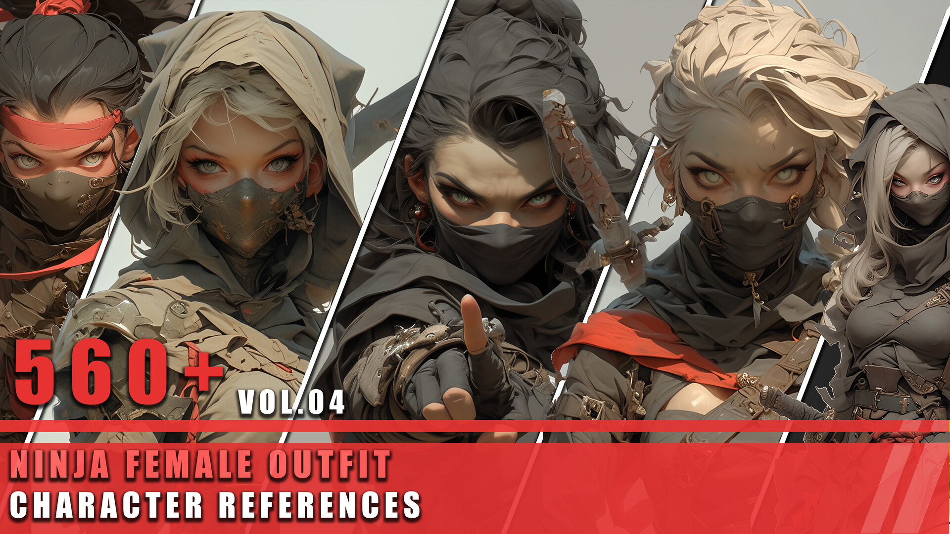 WaterLaw's Studio - 560+ Ninja Female Outfit - Character References Vol.04