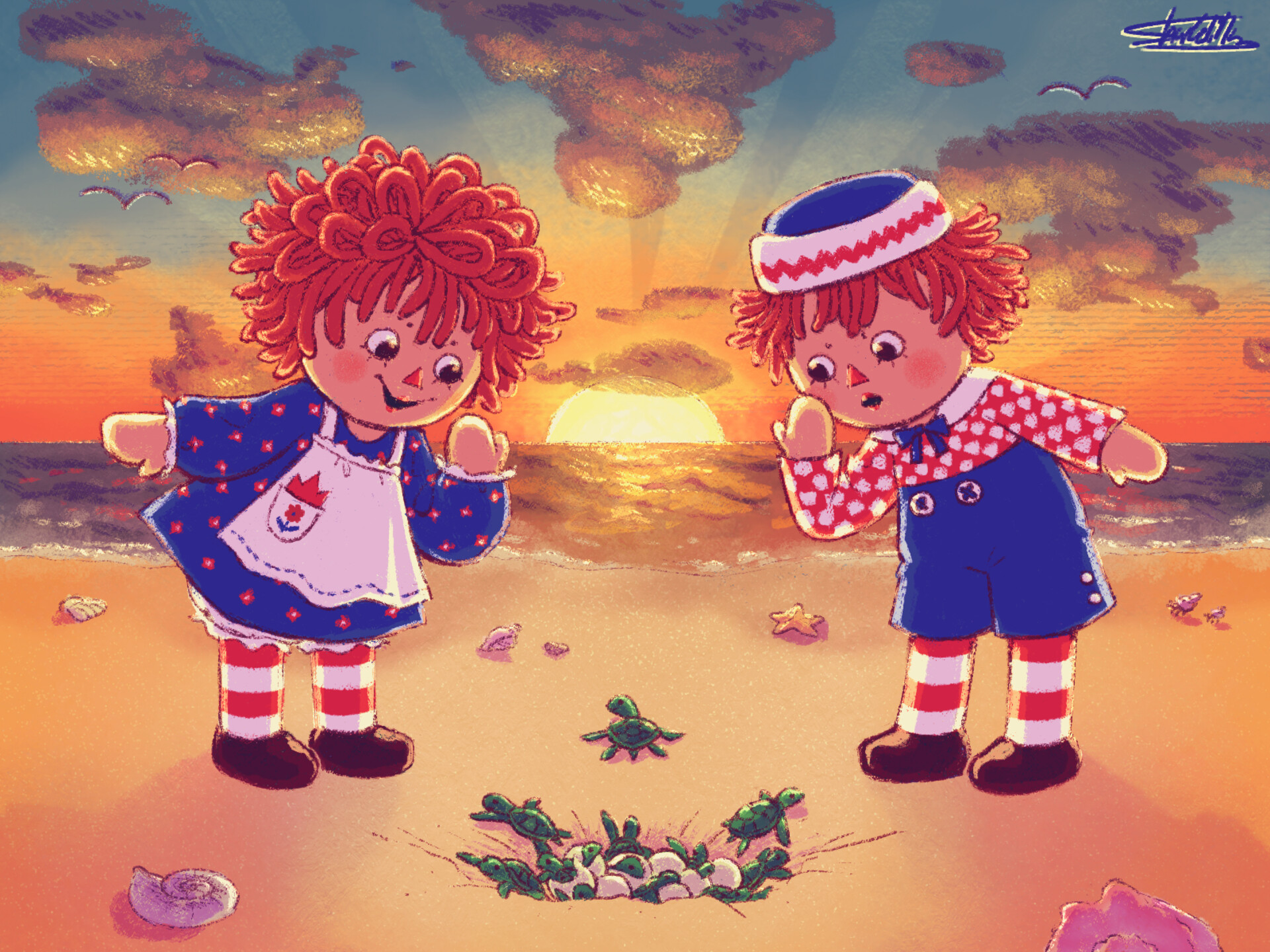 ArtStation - Raggedy Ann and Andy on the Beach