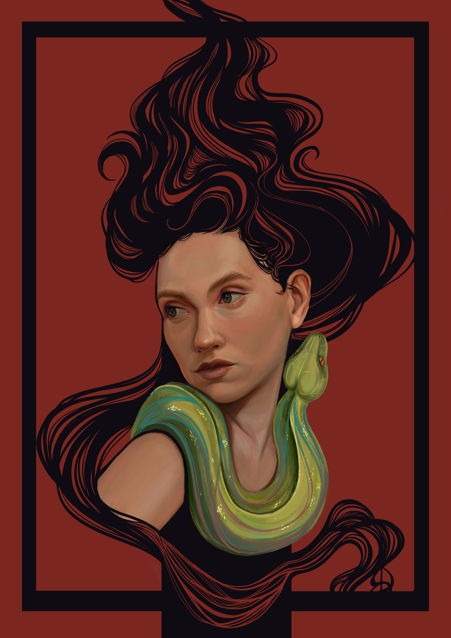 ArtStation - Portrait with snake