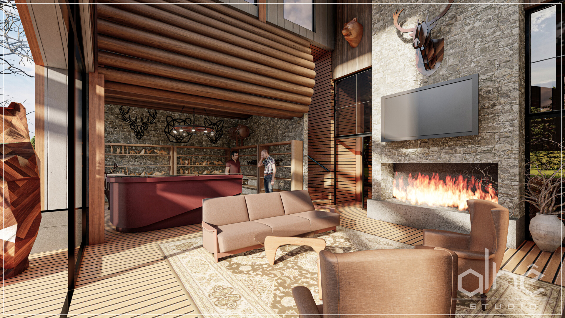 ArtStation - Rustic Hunting Lodge 3D Design