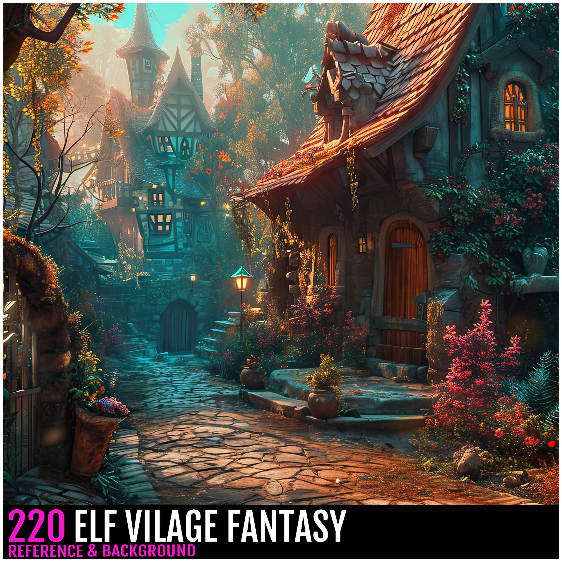 ArtStation - 220 ELF VILAGE FANTASY BACKGROUND / 8K