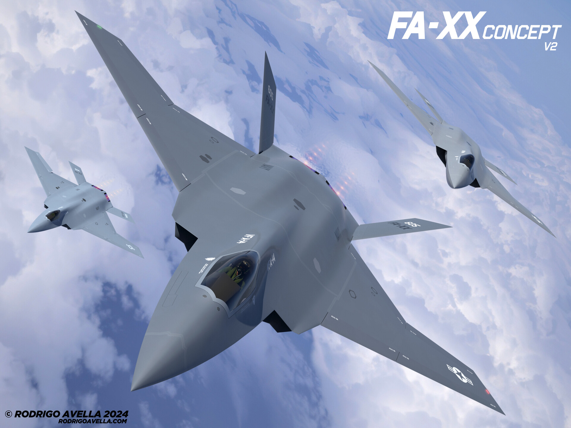 Rodrigo Avella - FA-XX V2 - Sixth generation fighter concept