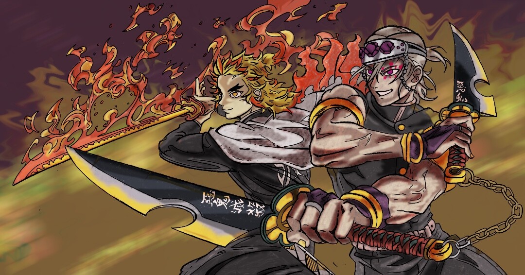 ArtStation - Uzui & Rengoku - Kimetsu no Yaiba