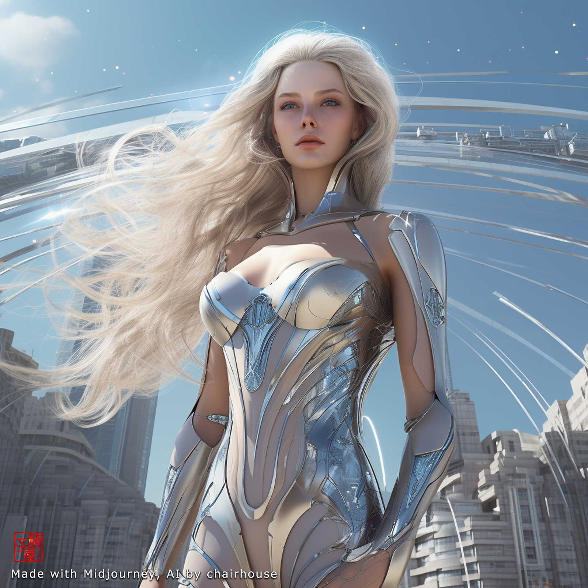 ArtStation - mechanical goddess45 in the future machine city under EPAC 240516 by Midjourney