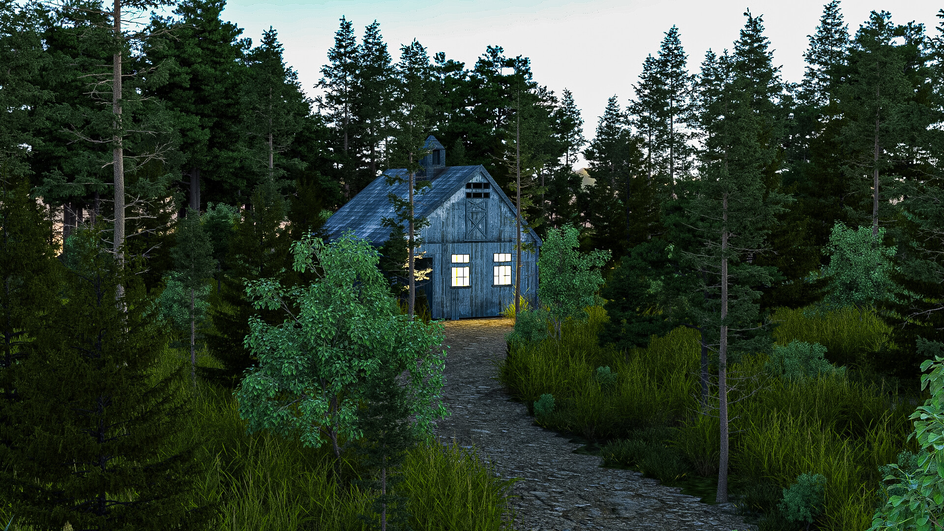 ArtStation - A simple barn in a forest scene