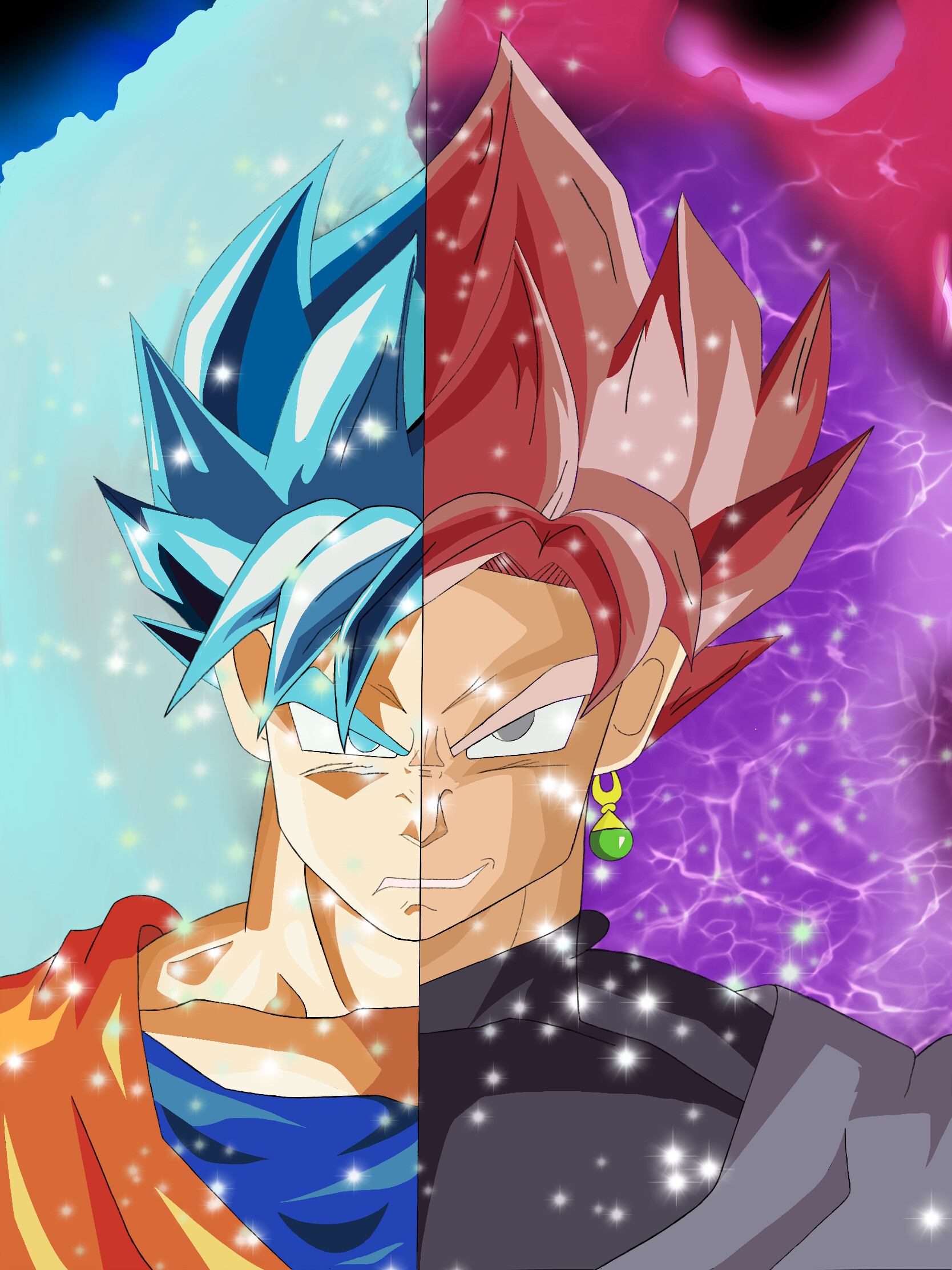 how to draw goku black vs goku