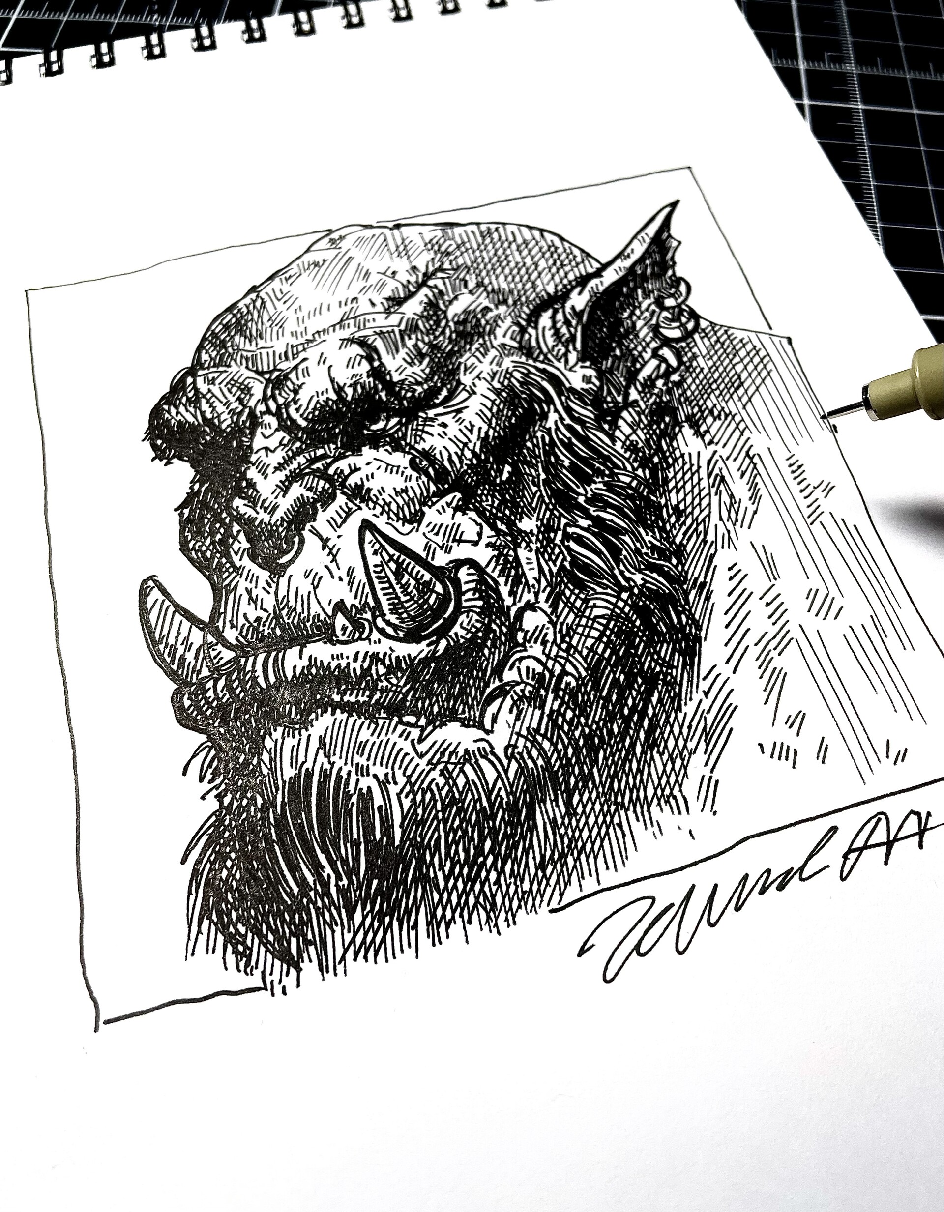 ArtStation - Romantic Orc | traditional art | ink hatching | no ai | aa ...