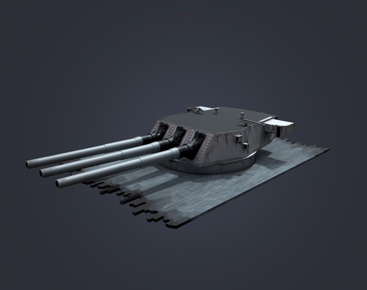 ArtStation - Triple 406mm in a turret (16-inch/50-caliber Mark 7 gun)