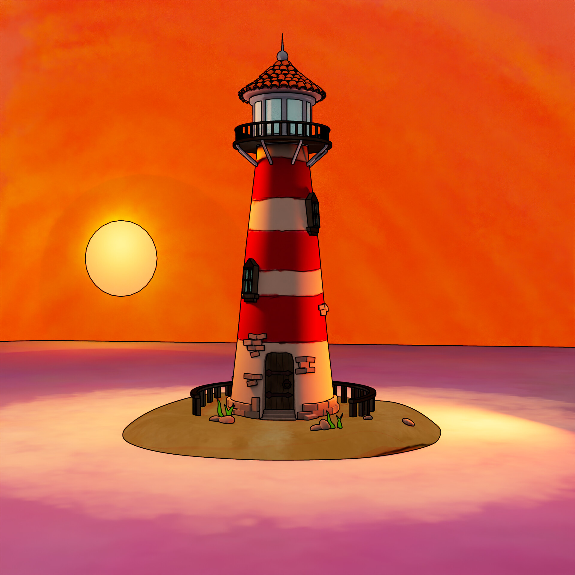 ArtStation - Sunrise at the Lighthouse