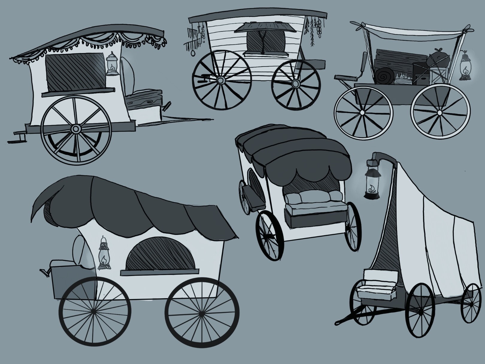 ArtStation - wagon sketches - personal project