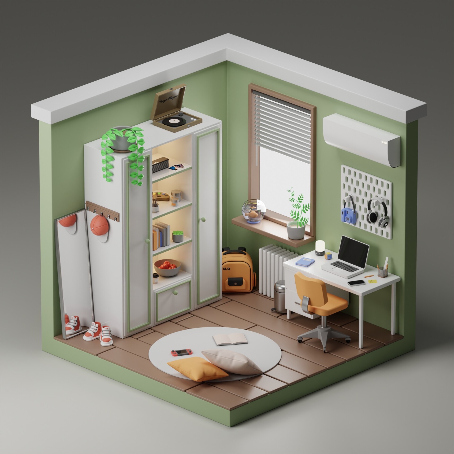 ArtStation - Cozy room isometric interior