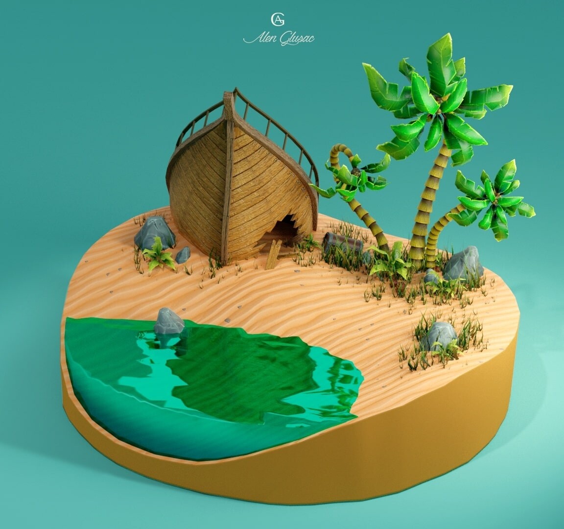 ArtStation - stylized beach motiv