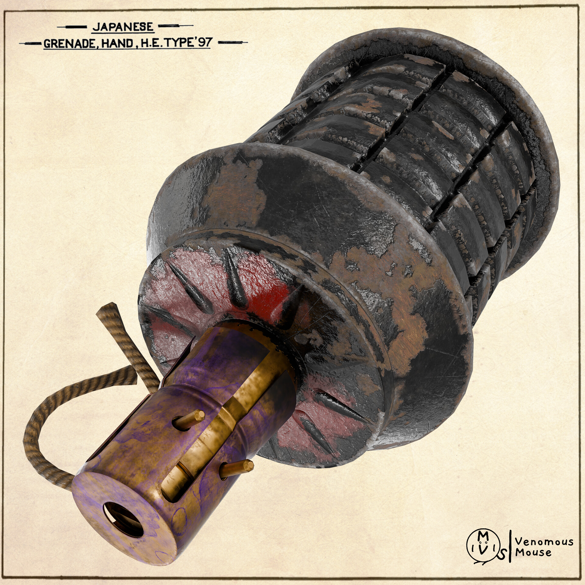 Venomous Mouse - Japanese Hand Grenade Type 97 3D Model