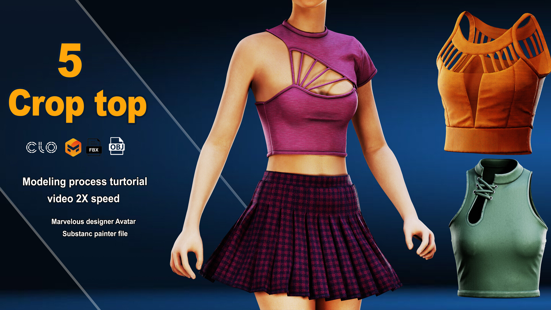 ArtStation - Crop top / marvelous designer / clo3d / PBR textures / OBJ ...