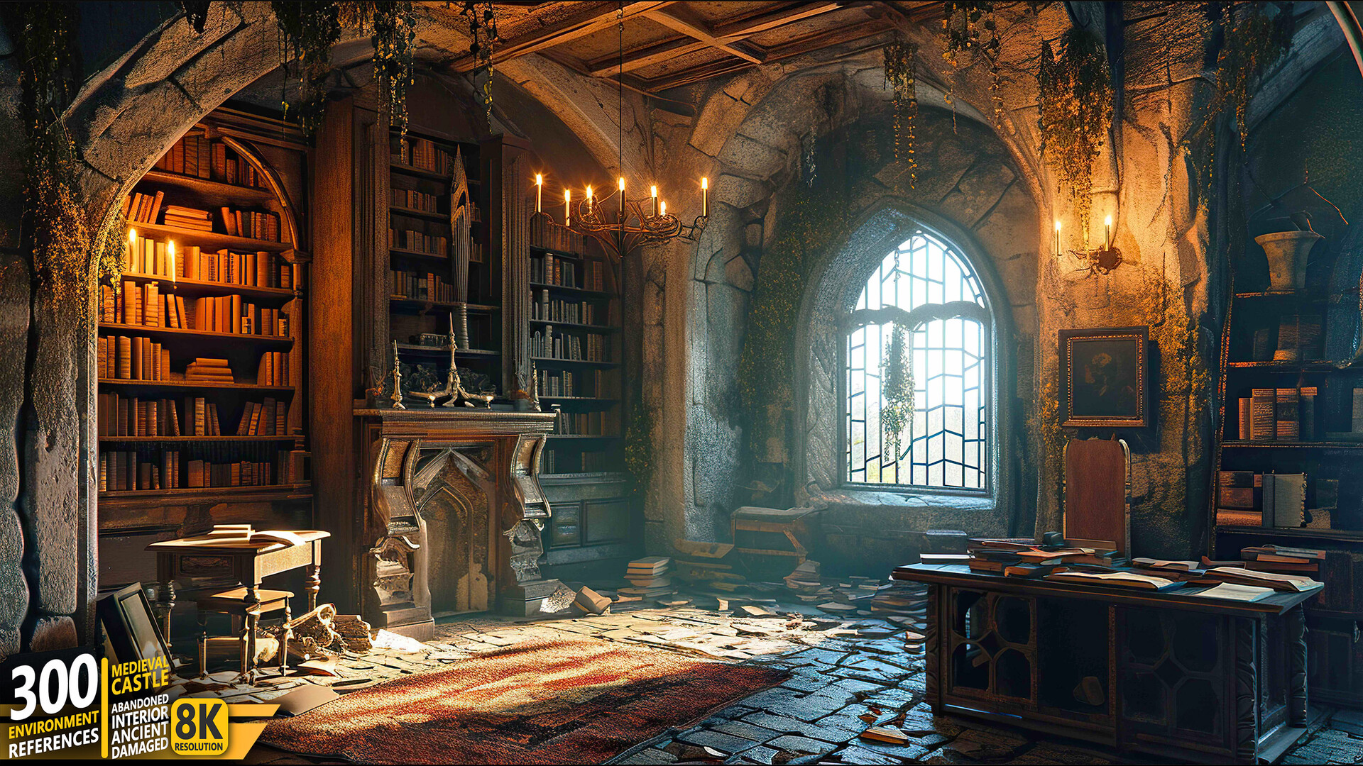 ArtStation - 320 Medieval Castle-Abandoned-Interior-Ancient-Damaged ...