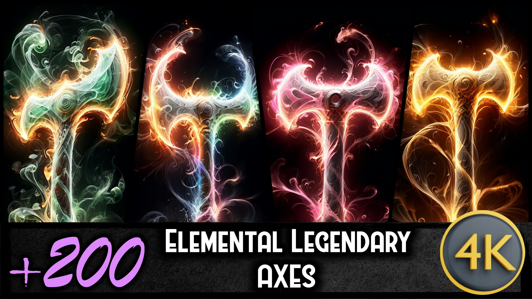 ArtStation - +200 Elemental Legendary Axes | 4K
