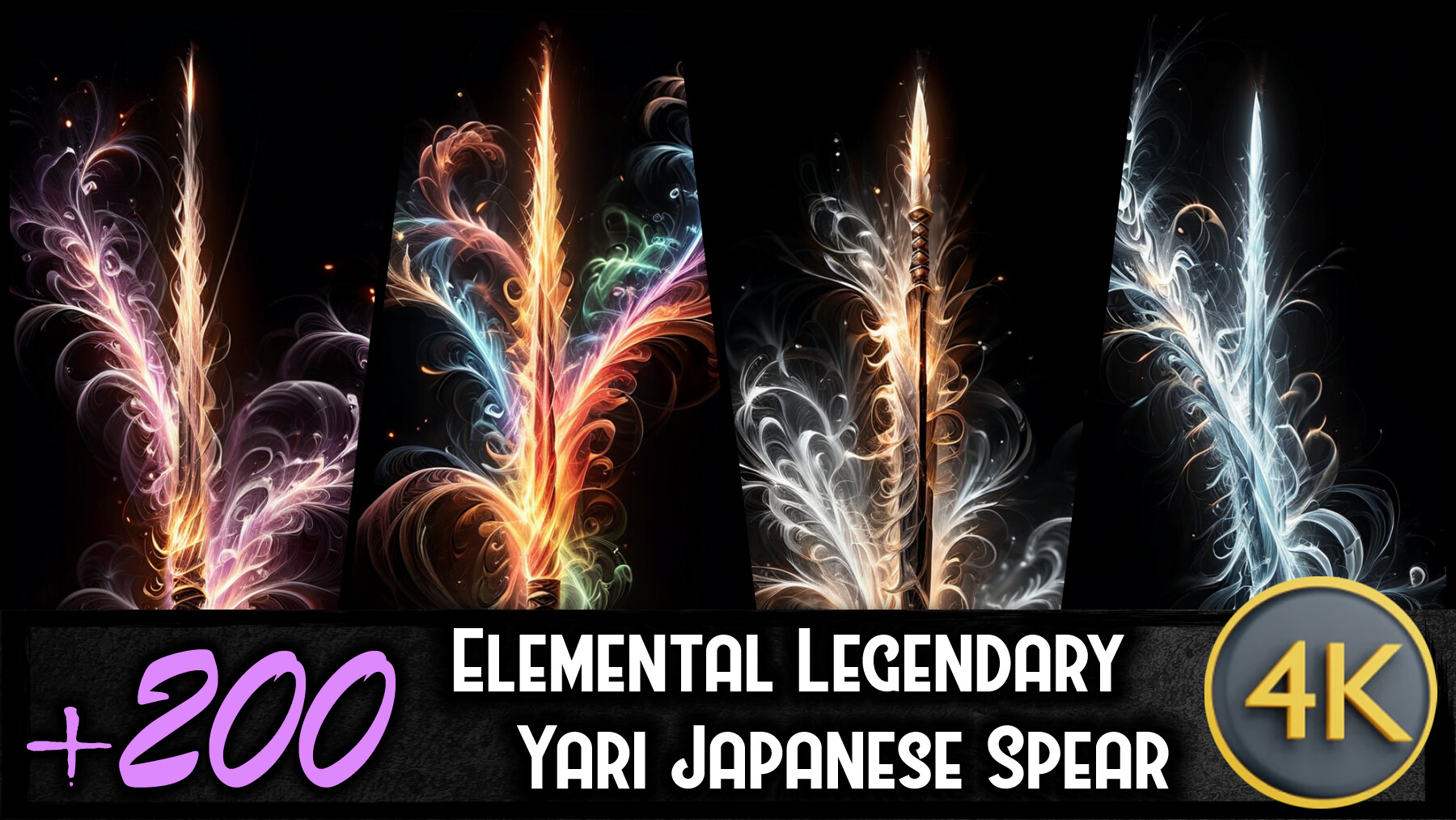 ArtStation - +200 Elemental Legendary Yari Japanese Spear | 4K