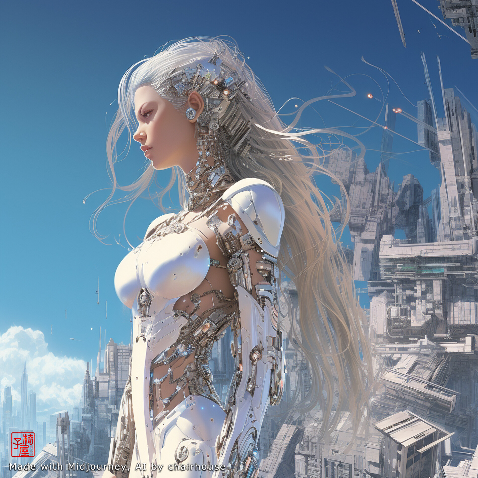 ArtStation - mechanical goddess52 in the future machine city under EPAC 240523 by Midjourney