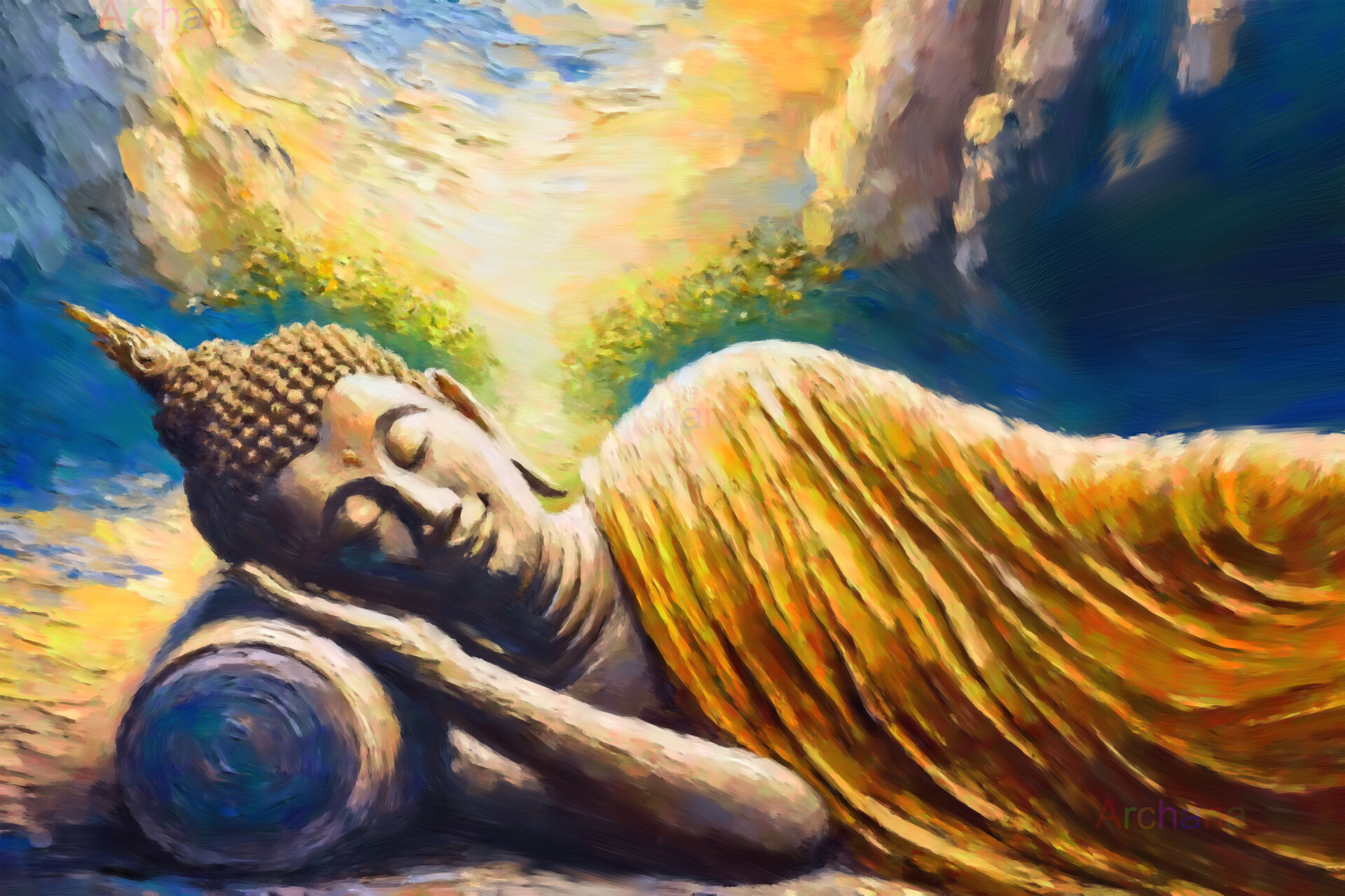 ArtStation - Enlightened Rest: Gautam Buddha in Meditative Stillness