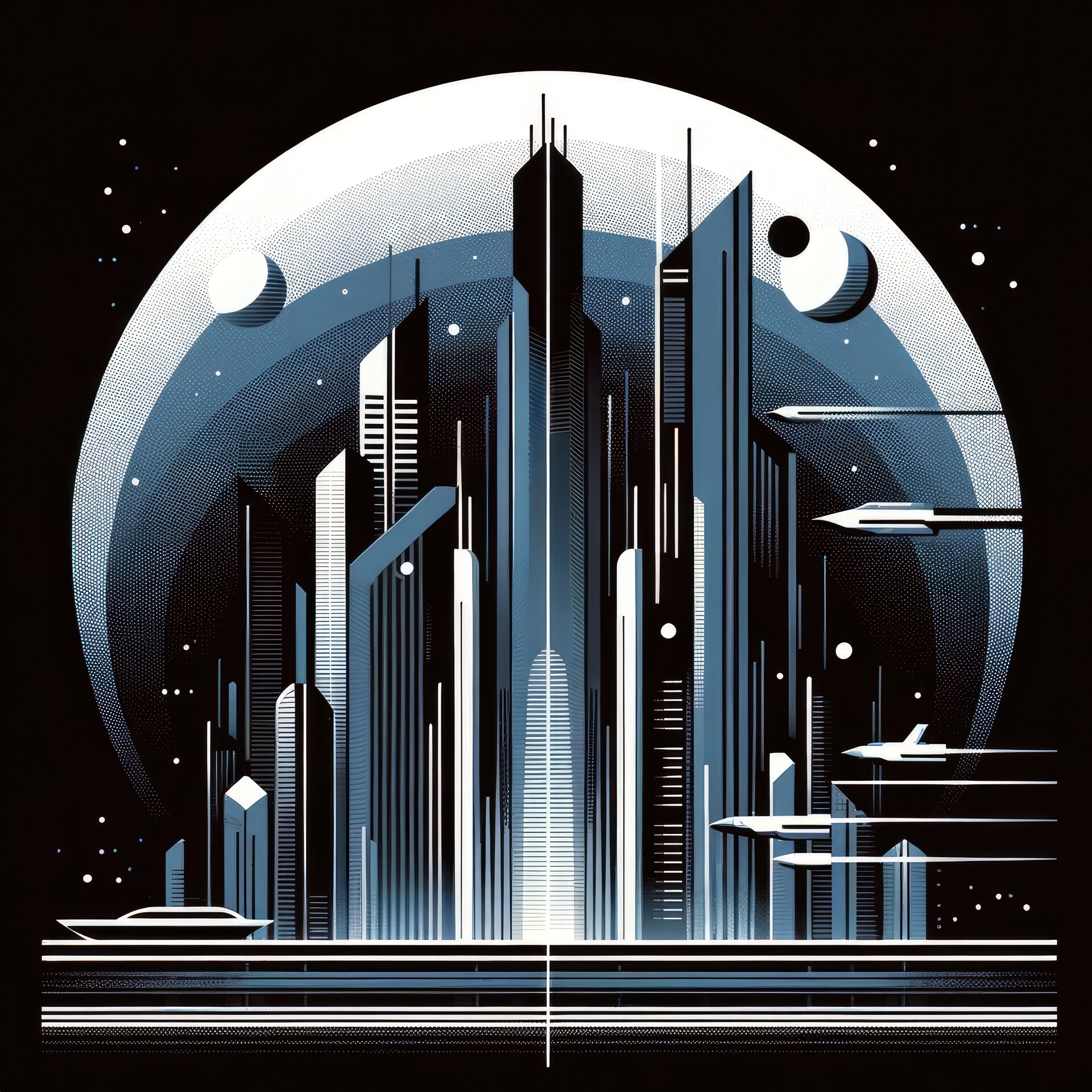 ArtStation - futuristic cityscape night view minimal