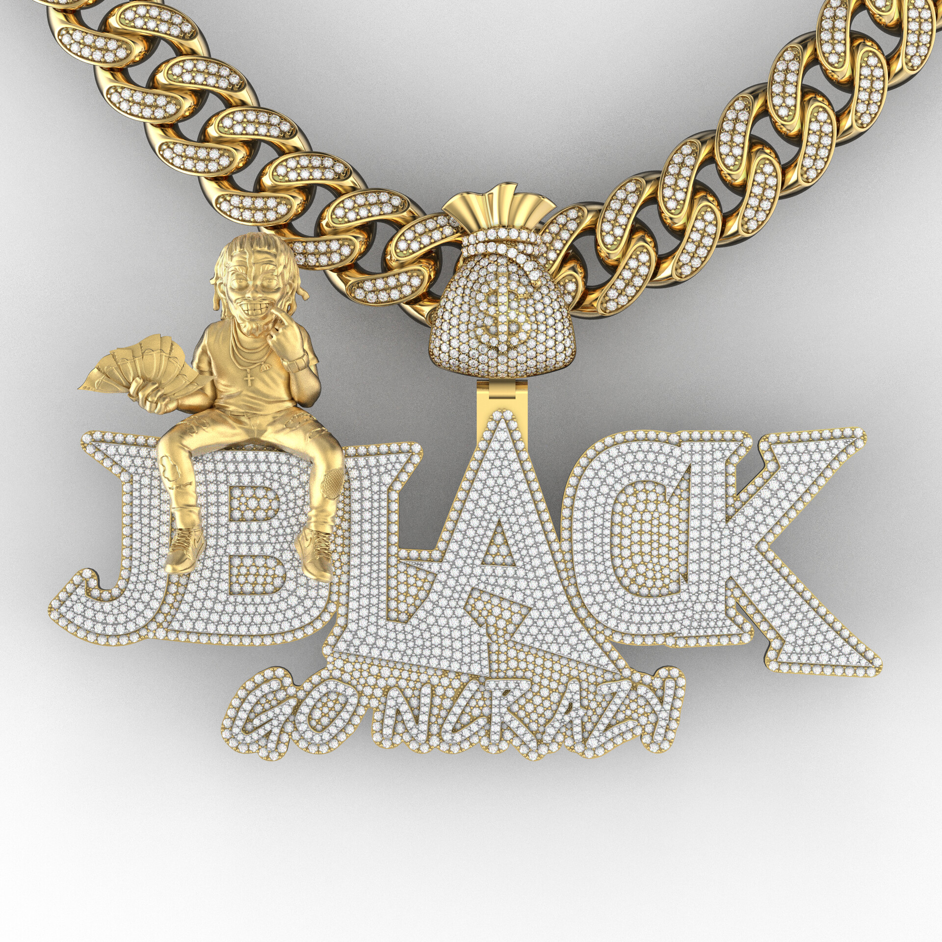 ArtStation - Name plate custom pendant Hip-Hop jewelry style