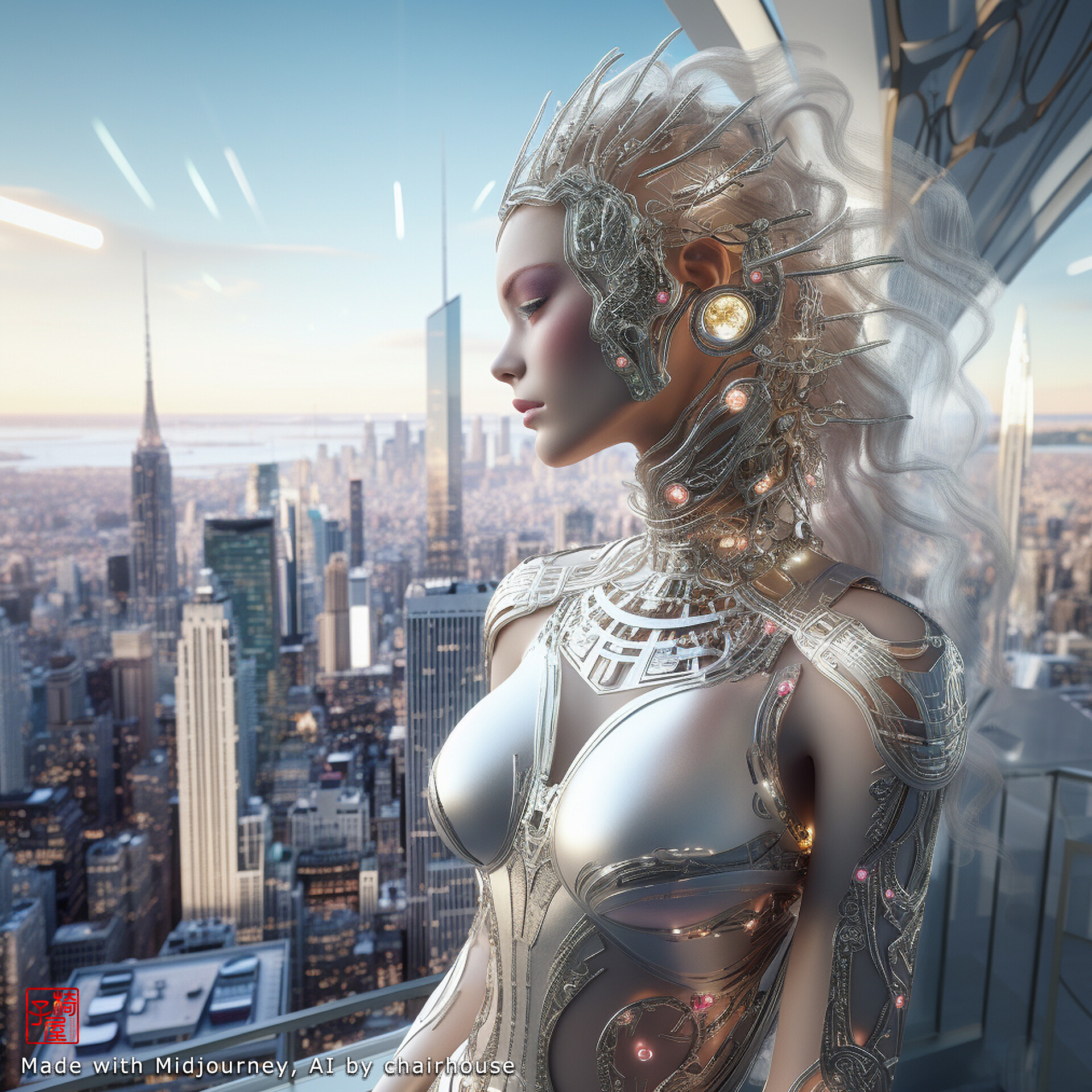 ArtStation - mechanical goddess54 in the future machine city under EPAC 240525 by Midjourney
