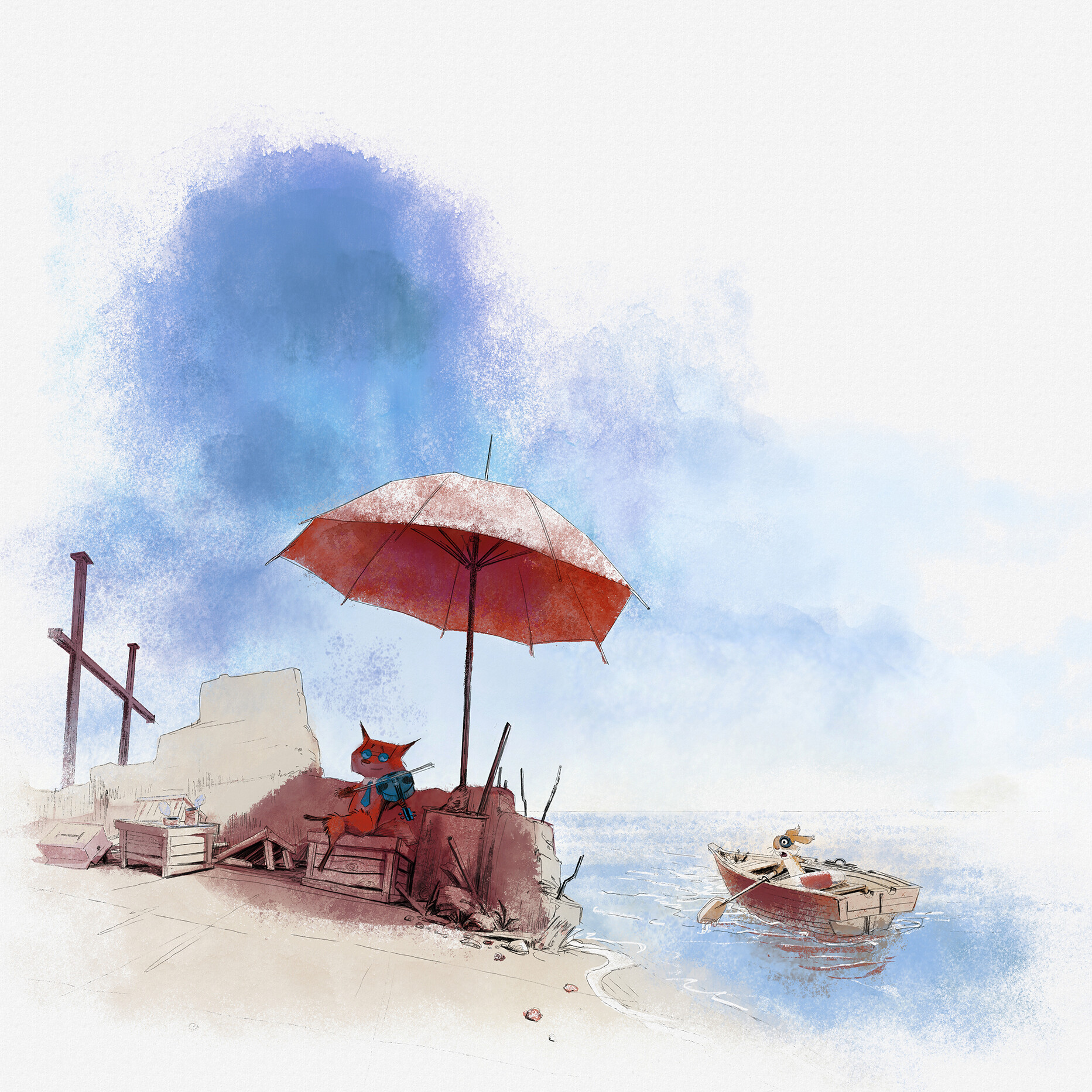 ArtStation - After Storm Fox and Rabbit Illustration