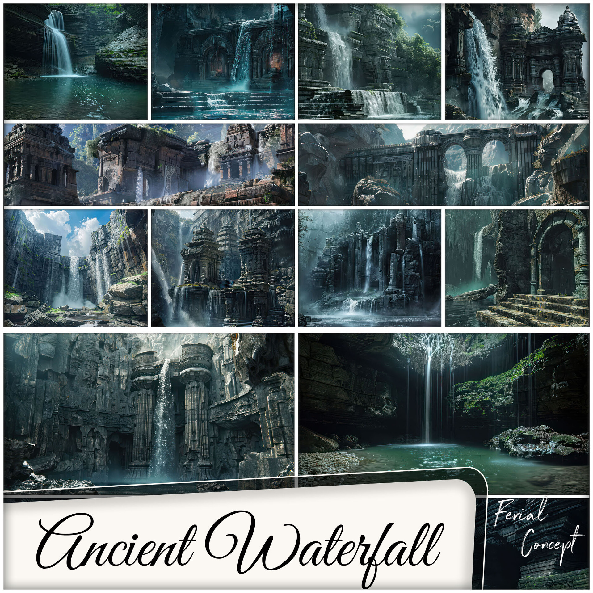 Ferial Concept - 🔹260 Ancient Waterfall - Environment Concept Reference ...