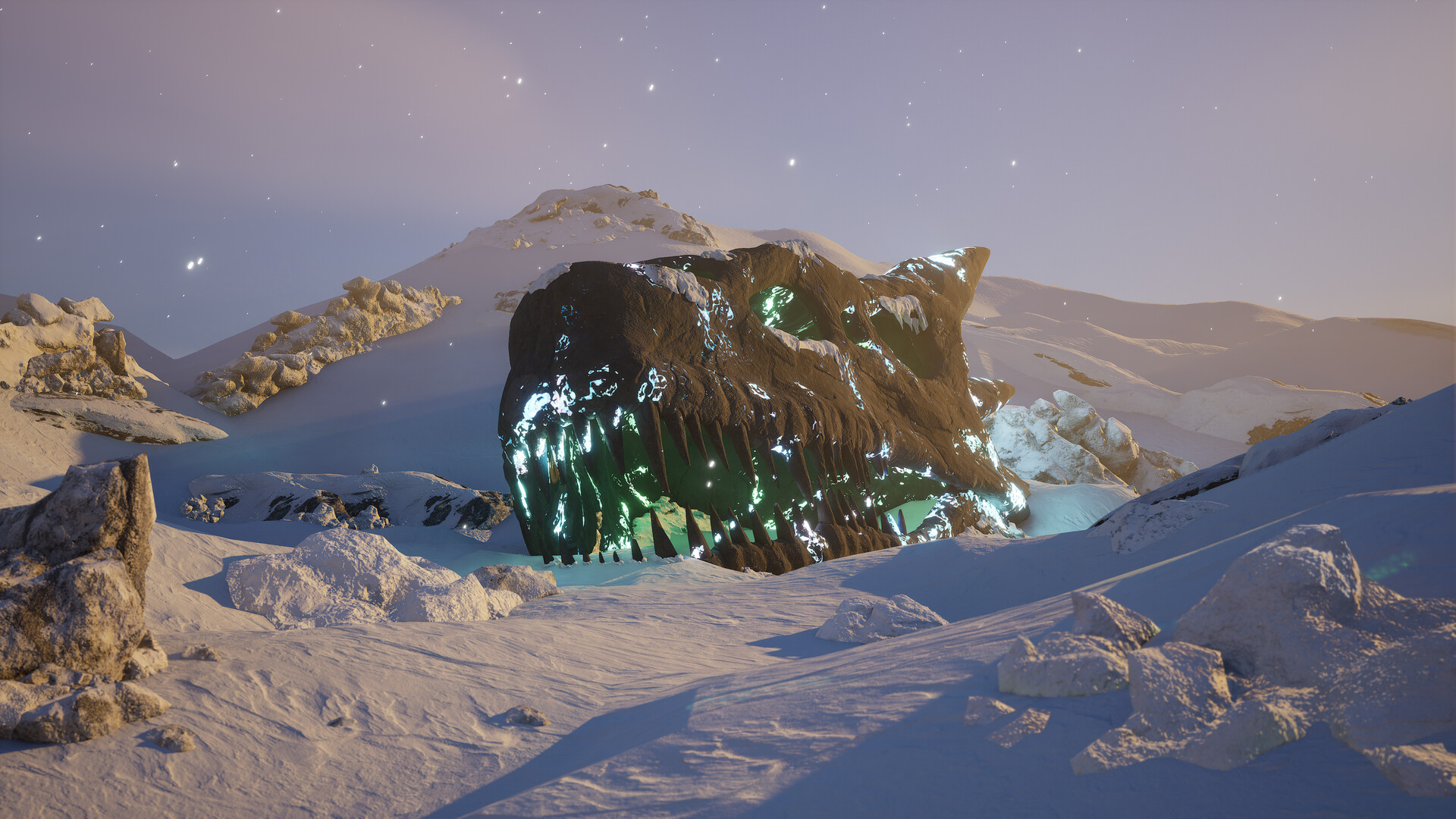 ArtStation - Dragon skull in the snow