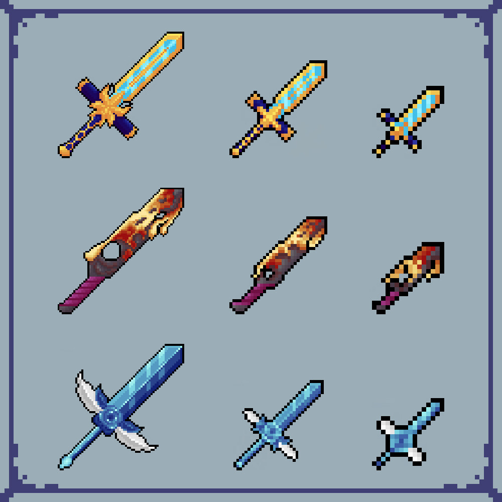 ArtStation - Minecraft WEAPONS pack #11 16x16 - 32x32 - 64x64