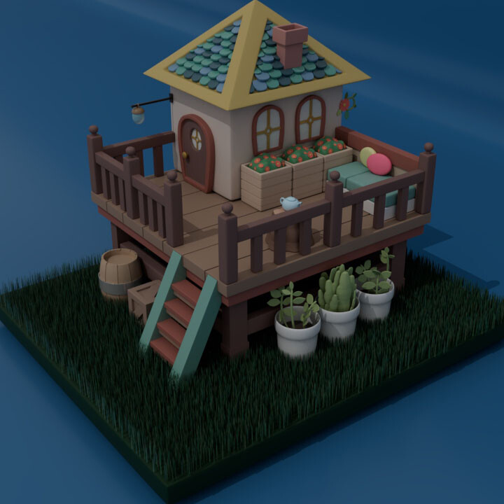 ArtStation - Mini House - Day & Night Renders