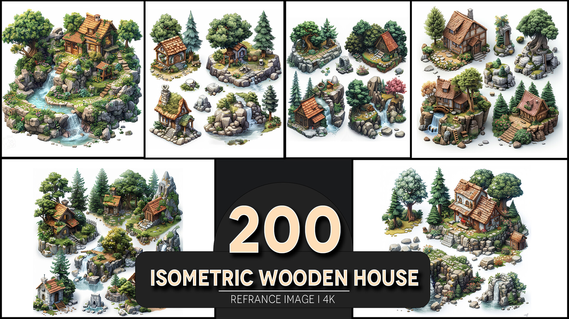 Pixel Ref - Isometric Wooden House 4K Reference/Concept Images