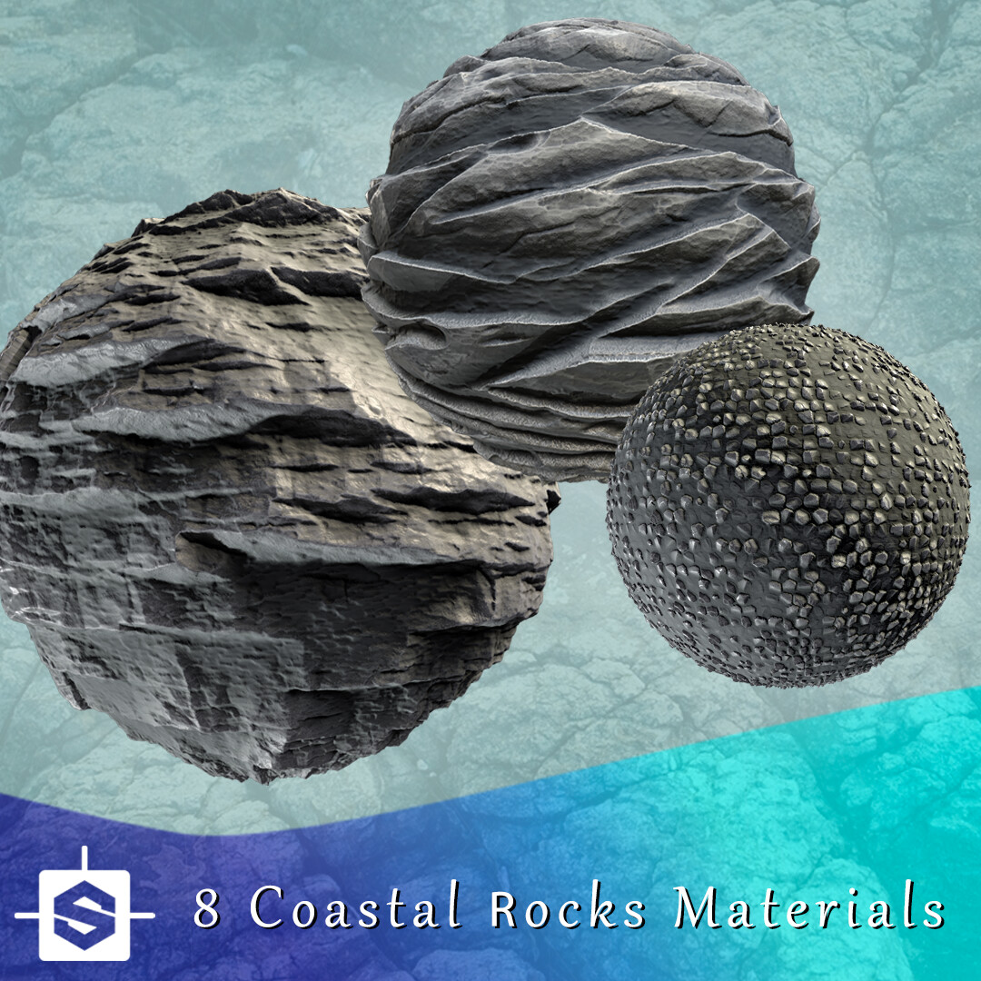 ArtStation - A Pack of 8 PBR Coastal Rocks Materials _ PBR Textures ...