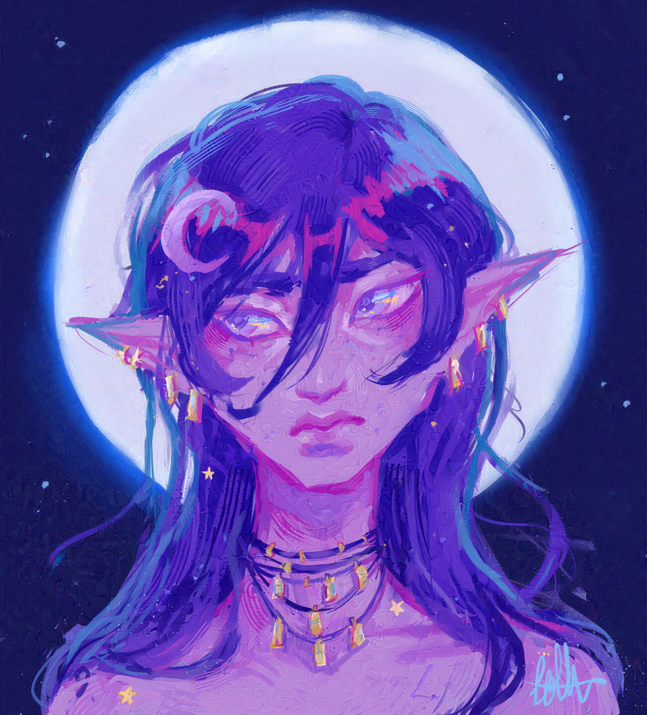 ArtStation - Blue moon - digital painting