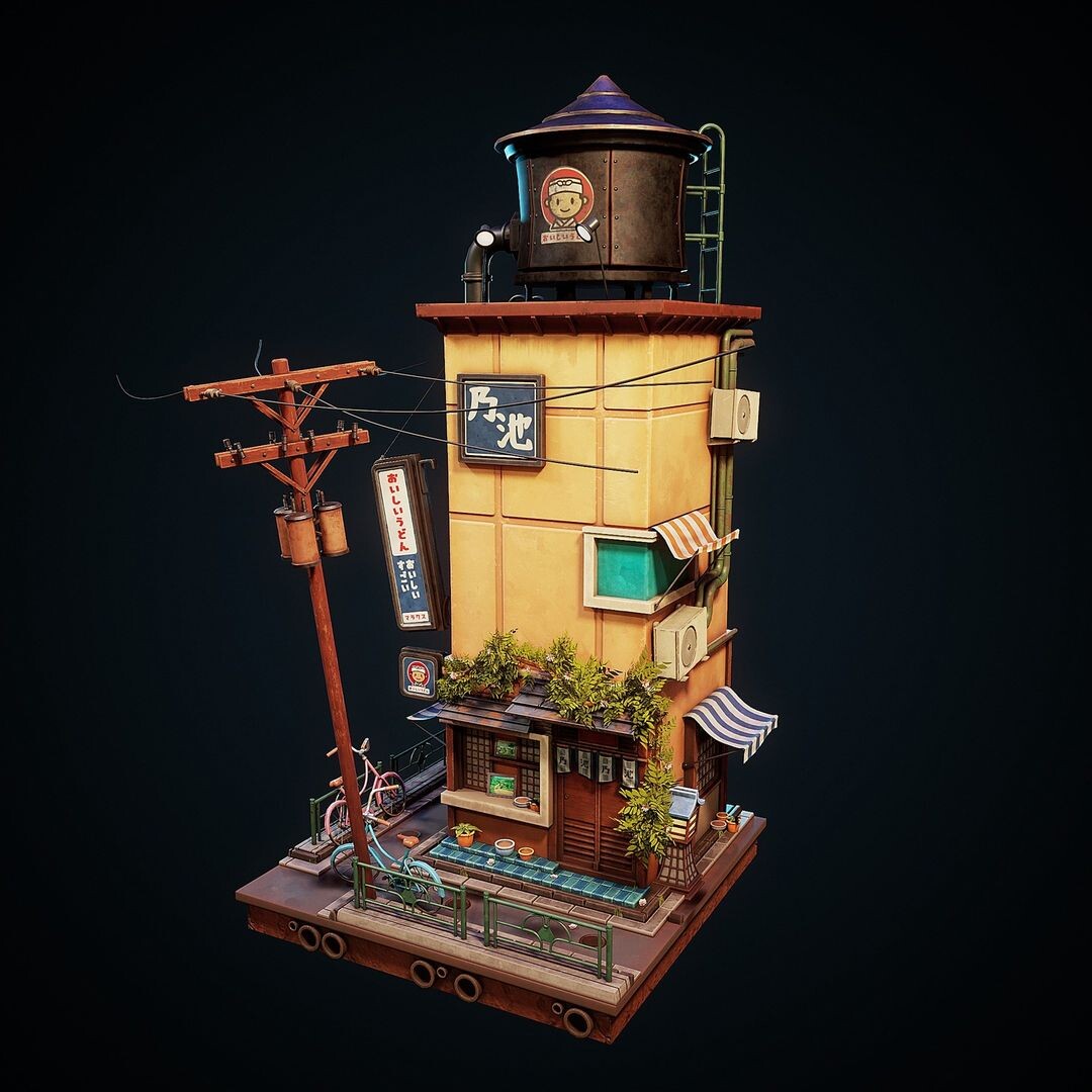 ArtStation - Stylized Japan Building