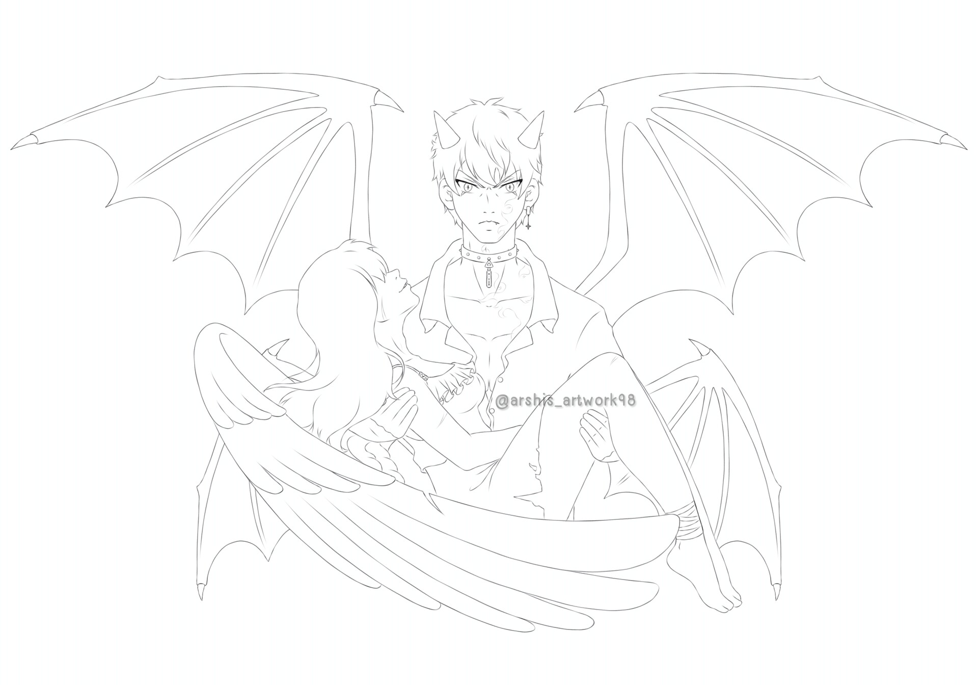 angel and devil coloring book