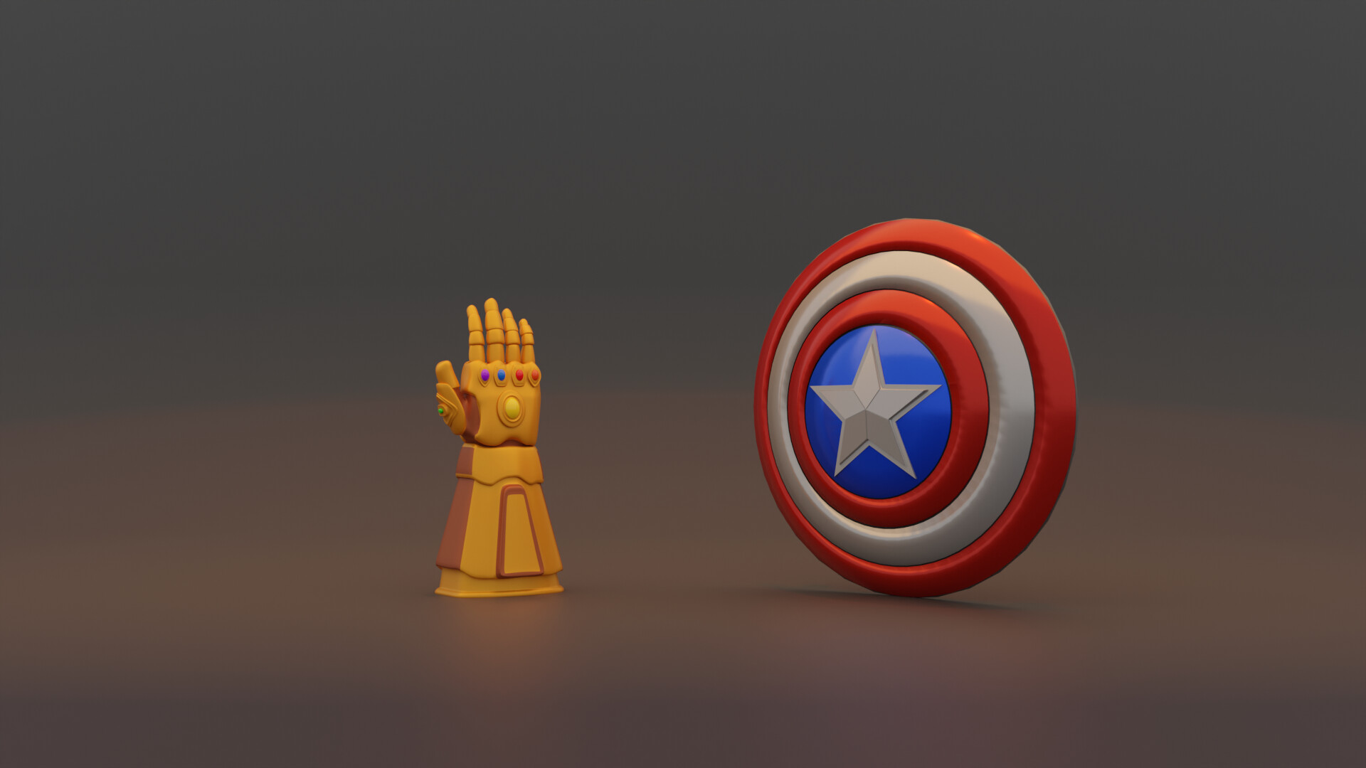 ArtStation - Low Poly Infinity Gauntlet And Captain America's Shield