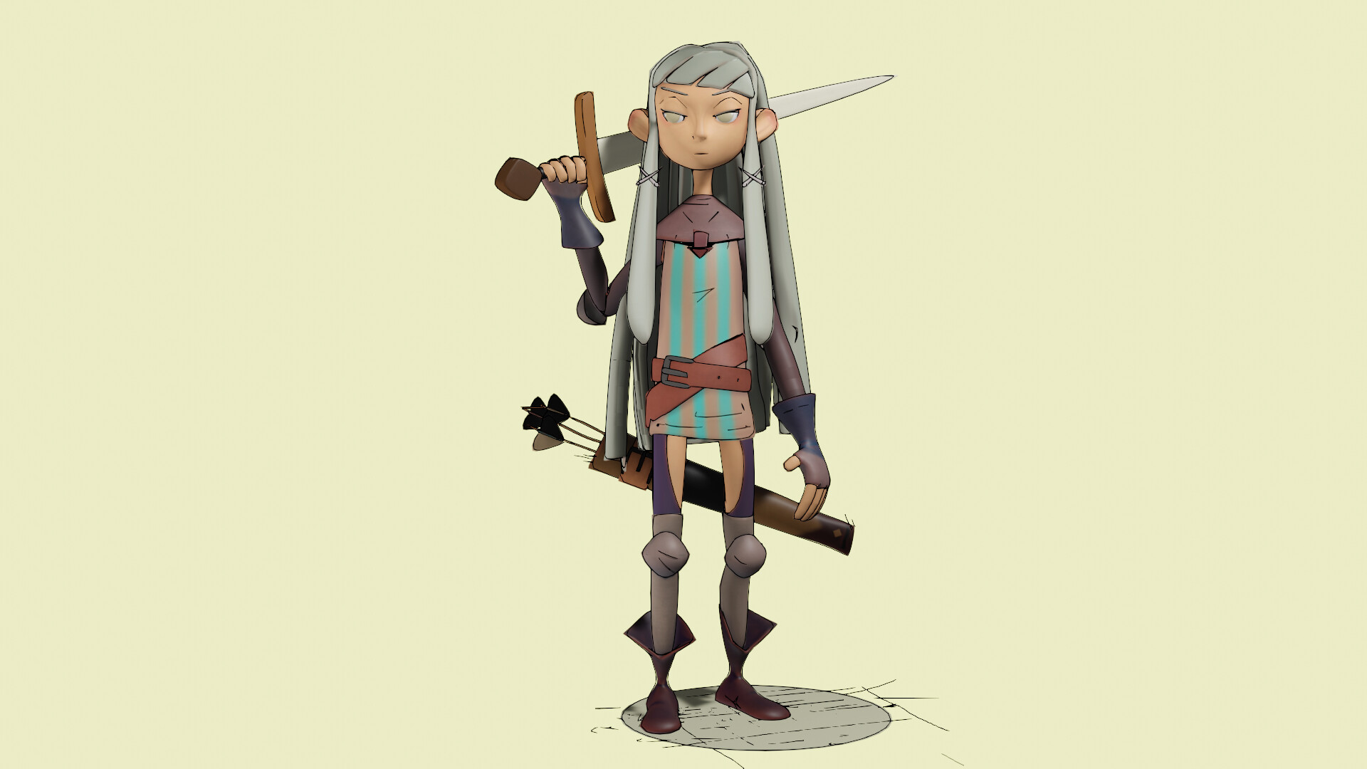 ArtStation - The Blue-Haired Warrior