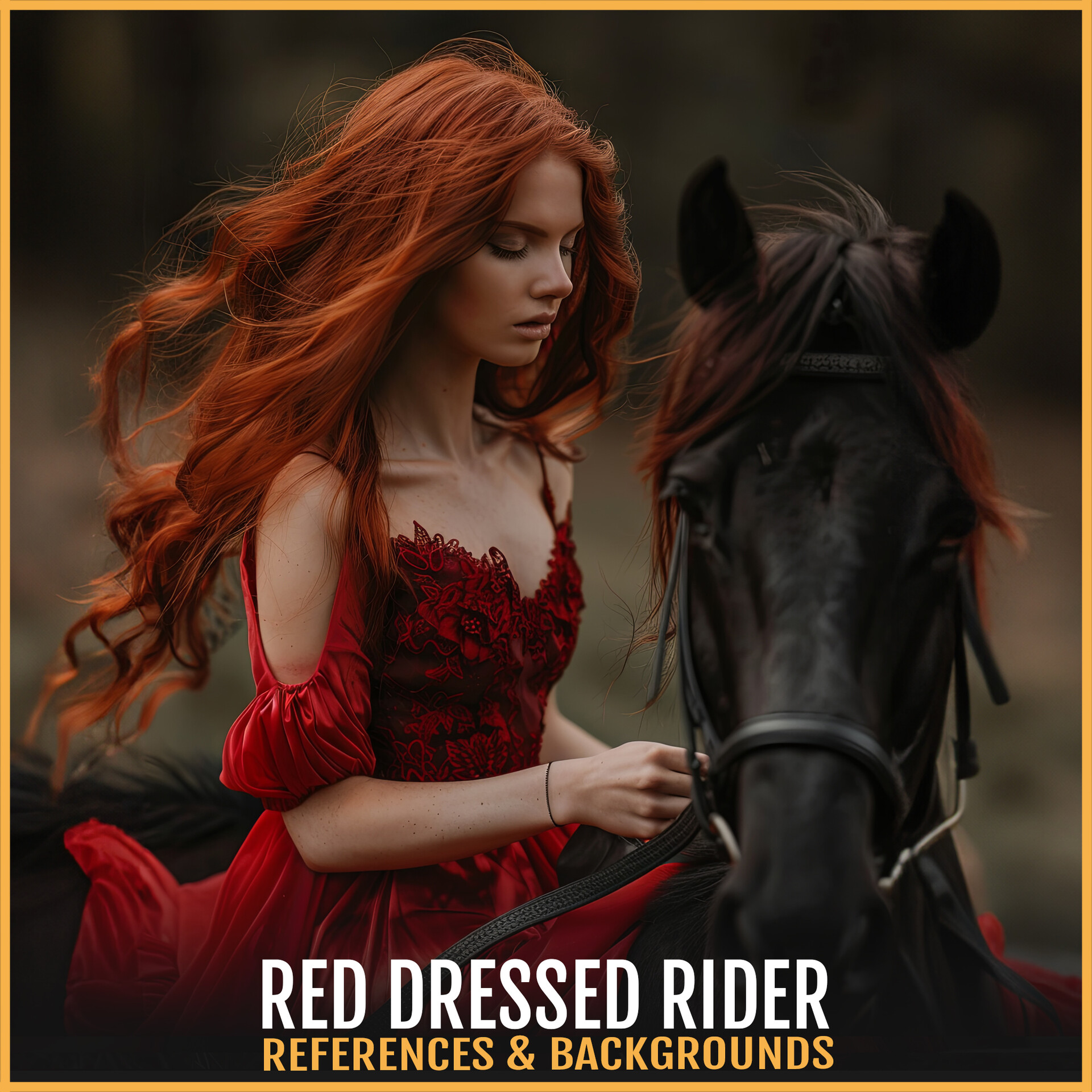 ArtStation - 505 Red-Dressed Rider: A Girl with Long Red Hair on a ...